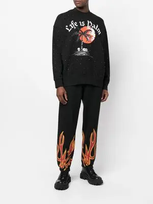 Palm Angels Graphic-print Embellished Sweatshirt - Black