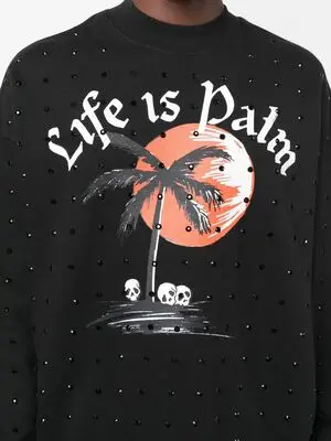 Palm Angels Graphic-print Embellished Sweatshirt - Black