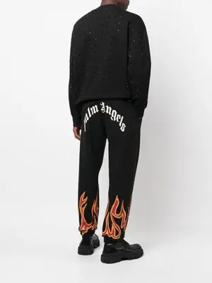 Palm Angels Flame-detail Track Pants - Black
