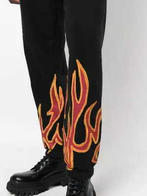 Palm Angels Flame-detail Track Pants - Black