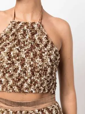 LUKHANYO MDINGI Textured-knit Halter Top