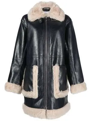 STAND STUDIO Haley Shearling-trimmed Faux-leather Coat