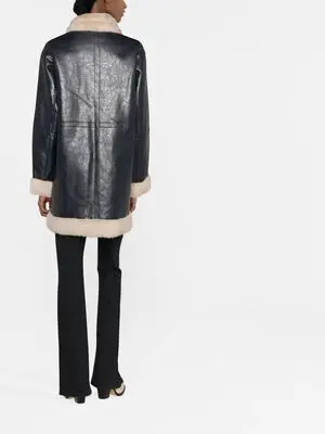 STAND STUDIO Haley Shearling-trimmed Faux-leather Coat