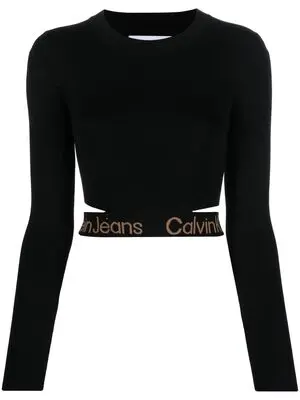 Calvin Klein Cropped Logo-band Knitted Top