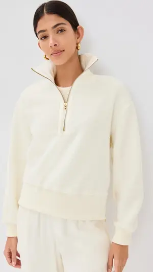 Varley Roselle Fleece Half Zip Pullover - Egret