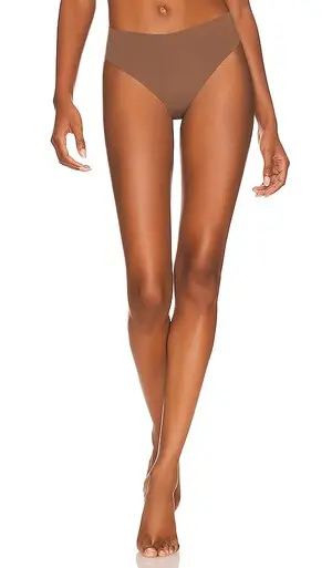 JIV ATHLETICS The Cameltoe Proof High Rise Thong In Brown