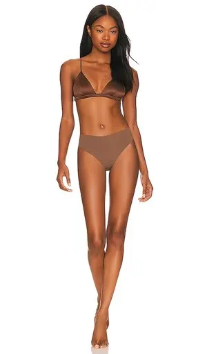 JIV ATHLETICS The Cameltoe Proof High Rise Thong In Brown