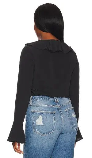 MORE TO COME Denise Ruffle Tie Top - Black