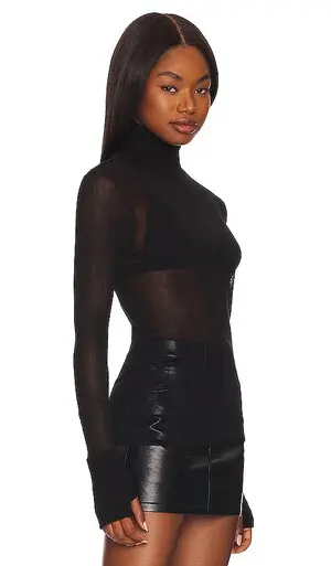 Enza Costa Mesh Cuffed Turtleneck
