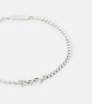 Saint Laurent Opyum Crystal-embellished Bracelet - Silver