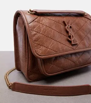 Saint Laurent Niki Baby Leather Shoulder Bag - Brown