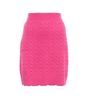 PATOU Scalloped Cable-knit Wool Miniskirt