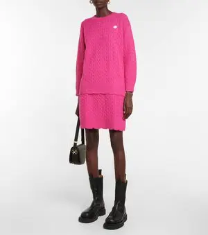 PATOU Scalloped Cable-knit Wool Miniskirt
