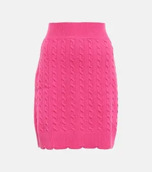 PATOU Scalloped Cable-knit Wool Miniskirt