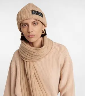 PATOU Ribbed Wool And Cashmere Beanie