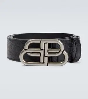 Balenciaga Bb Large Leather Belt - Black