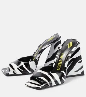 Attico Devon Zebra-printed Leather Mules