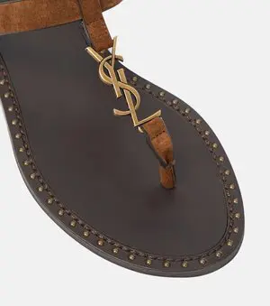 Saint Laurent Cassandra Suede Thong Sandals