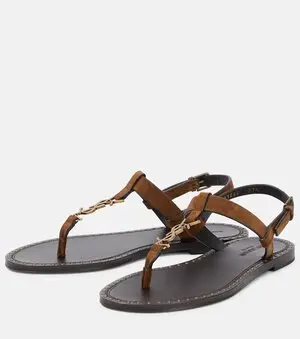 Saint Laurent Cassandra Suede Thong Sandals