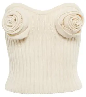 Blumarine Rose-appliqué Wool Bustier