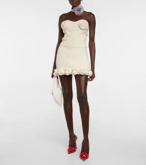 Blumarine Rose-appliqué Wool Bustier