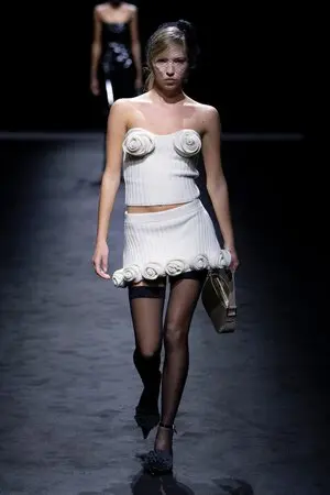 Blumarine Rose-appliqué Wool Bustier