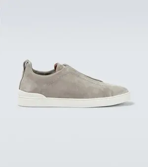 Zegna Triple Stitch Suede Sneakers - Grey