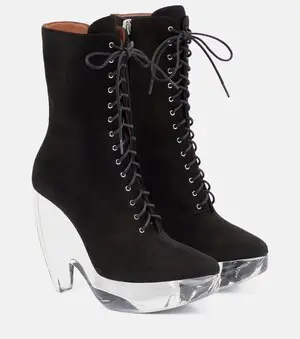 Alaïa Suede Lace-up Platform Boots
