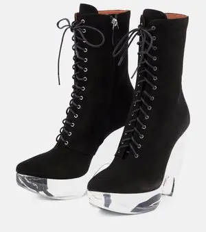 Alaïa Suede Lace-up Platform Boots