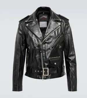 Sacai X Schott Studded Leather Jacket In Black - 40% Off