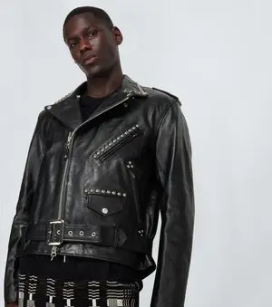 Sacai X Schott Studded Leather Jacket In Black - 40% Off