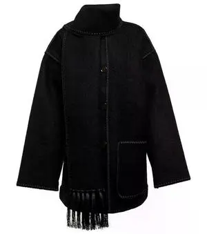TOTEME Embroidered Wool-blend Scarf Jacket - Black