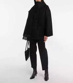 TOTEME Embroidered Wool-blend Scarf Jacket - Black