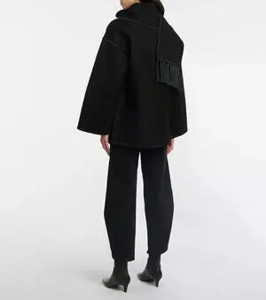 TOTEME Embroidered Wool-blend Scarf Jacket - Black