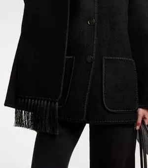 TOTEME Embroidered Wool-blend Scarf Jacket - Black