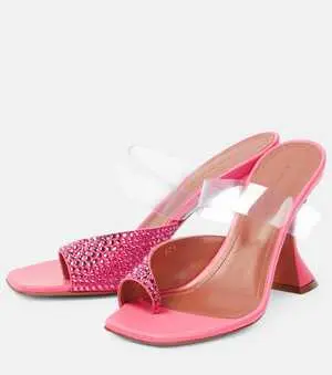 Amina Muaddi Paloma Embellished Mules - Pink