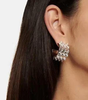 Amina Muaddi Karma Crystal-embellished Earrings - Silver