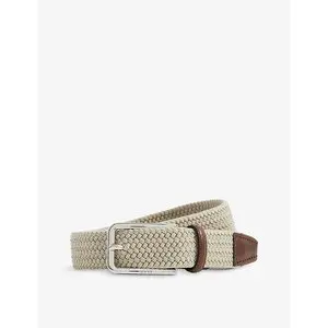 BOSS Logo-embossed Woven Belt - Light Beige