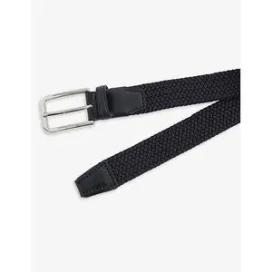 BOSS Logo-embossed Woven Belt - Navy