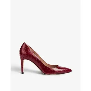 LK BENNETT Floret Croc-embossed Pointed-toe Leather Courts