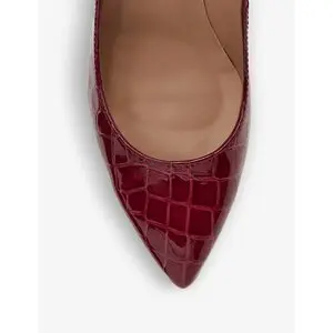 LK BENNETT Floret Croc-embossed Pointed-toe Leather Courts