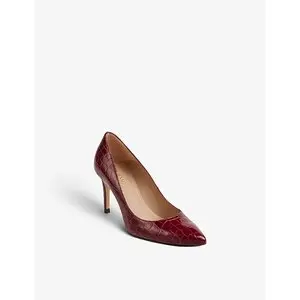 LK BENNETT Floret Croc-embossed Pointed-toe Leather Courts