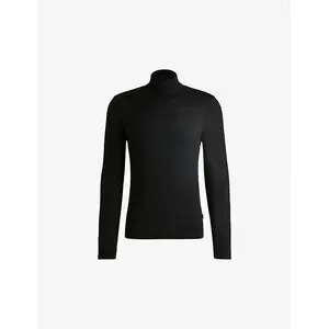 BOSS Funnel-neck Wool-knit Jumper - Black