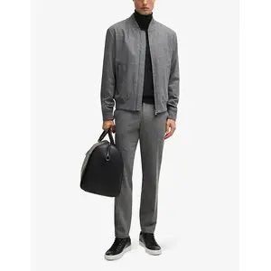 BOSS Funnel-neck Wool-knit Jumper - Black