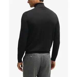 BOSS Funnel-neck Wool-knit Jumper - Black