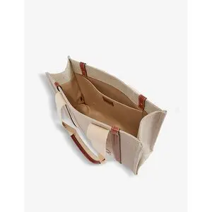 Chloé Woody Medium Cotton-canvas Tote Bag - White Brown