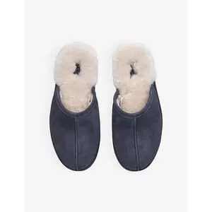 UGG Scuff Brand-embossed Suede And Shearling Slippers - Grey/dark