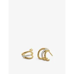 Monica Vinader Riva Wave Diamond Huggie Earrings - Gold