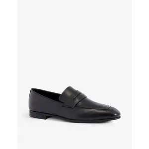 Zegna Leather Penny Loafers - Navy