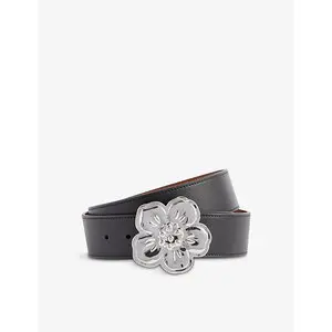 Kenzo Flower-buckle Reversible Leather Belt